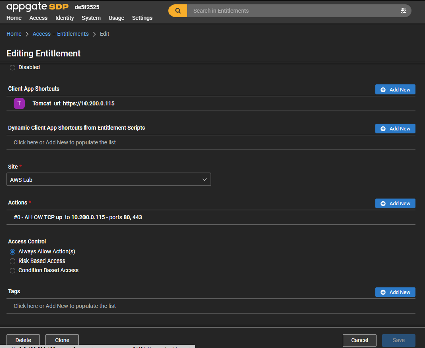 User Access Configuration