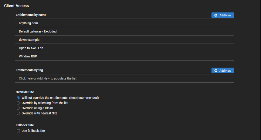 User Access Configuration