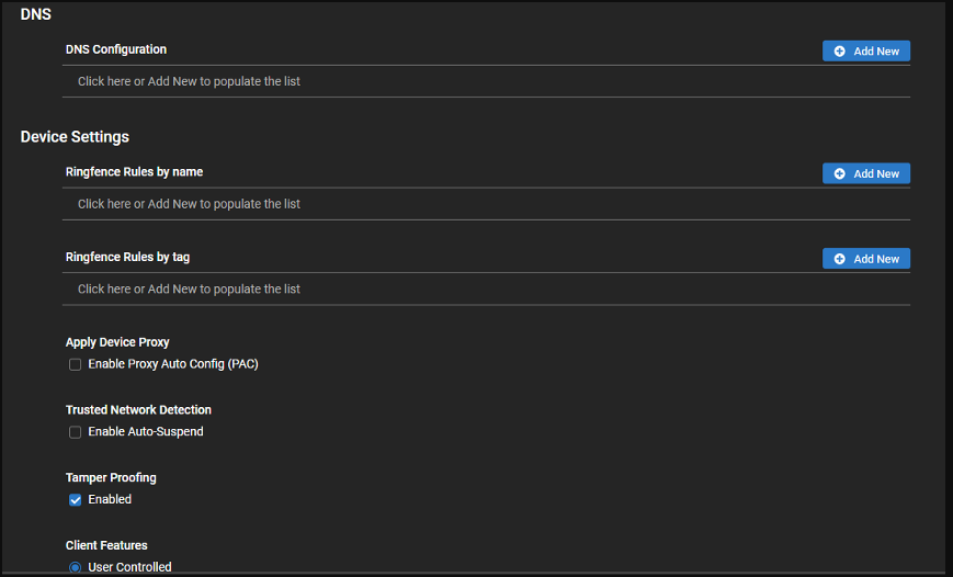 User Access Configuration