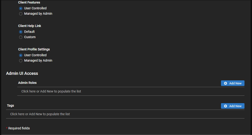 User Access Configuration