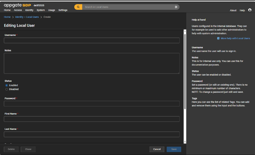 User Access Configuration
